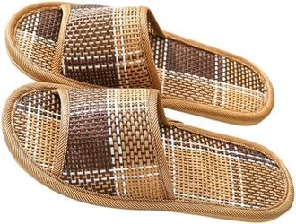 Kesyoo Pantoufles en rotin tiss&eacute; pour int&eacute;rieur respirantes et silencieuses, taille 37/38, design &agrave; carreaux B, l&eacute;g&egrave;res et confortables pour un usage domesti