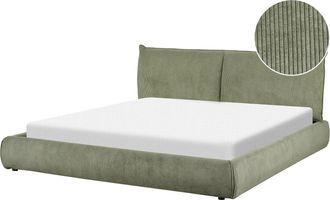 Beliani Polsterbett Cord gr&uuml;n/olivgr&uuml;n 180 x 200 cm mit gepolstertem Kopfteil Vinay