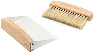 Navaris Balayette de Table - Ramasse miettes en Bois de h&ecirc;tre avec Pelle 15,5 x 10 x 4 cm - Balai de Main pour Cuisine Salle &agrave; Manger r&eacute;fectoire