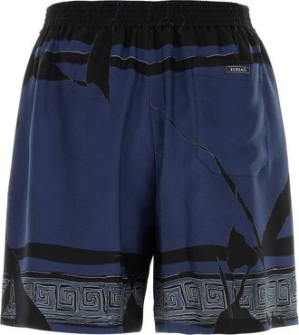 Versace Printed Twill Bermuda Shorts - Navy