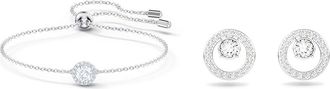 Swarovski Angelic Armband, Rundschliff, Weiß, Rhodiniert & Creativity Ohrstecker, Rund, Weiss, Rhodiniert
