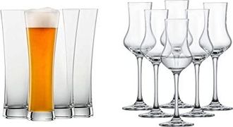 Schott Zwiesel Weizenbierglas Beer Basic 0,5 l (4er-Set) (130007) & Digestifset Classico (6er-Set), klassische Schnapsgläser mit Stiel, spülmaschinenfeste Tritan-Kri