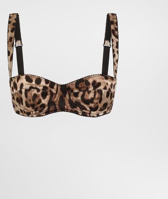 Dolce & Gabbana Balconette-bh Aus Satin Leoprint - Frau Unterw&auml;sche Animalprint Satin 5b