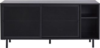 DRAWER Buffet 2 portes, 2 niches en métal L160cm - Noir - KISO