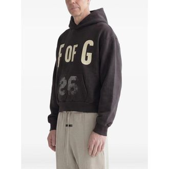 Fear of God Logo-Print Cotton Hoodie - Brown