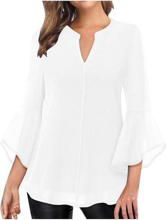 Generic Chemisier Paillettes Femme Soir&eacute;E Manche 3/4 Soiree Col V Blouse Haut &eacute;L&eacute;Gant Shirt Brillante Bal Danse F&ecirc;Te Tunique Disco Sequins Casual T-Shirt Ampl