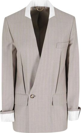 Victoria Beckham Femme, Vestes, Gris, Taille: 44 FR V-Neck Blazer