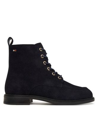 Tommy Hilfiger Schn&uuml;rschuhe Enamel Flag Suede Lace-Up Boot FW0FW09681 Dunkelblau