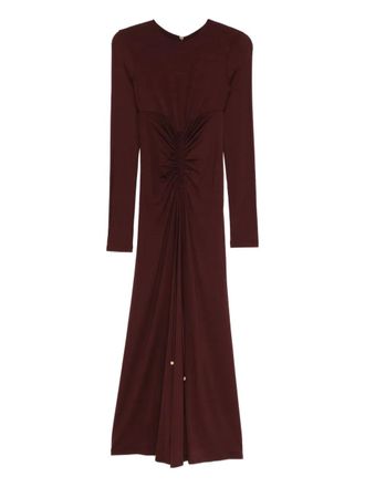 Max Mara Lang&auml;rmeliges Kleid mit Kordelzug - Rot