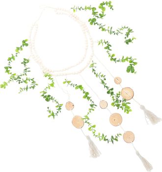 Cabilock Makramee Wandbehang aus Holzperlen Foto Display für Wanddekoration Rustikale Perlengirlande Boho Stil Langlebiger Bilderhalter für Kinderzimmer