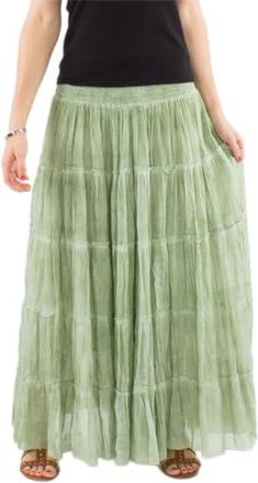 Coline Jupe Longue boh&egrave;me doubl&eacute;e - Couleur : Olive - Taille Unique