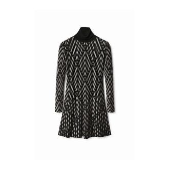 Desigual Geometrisches Strick-Minikleid mit Rollkragen - - Dresses - Damen - Schwarzk - XS