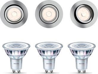 Philips Donegal 3er Set Einbaustrahler (Chrom) - Rund - GU10 - Warmwei&szlig; - Nicht dimmbar