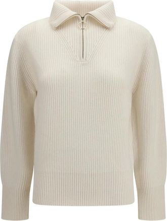 Forte_Forte Pull en Laine et Cachemire &agrave; Demi-Fermeture &Eacute;clair - Femme - Pulls - Beige - Taille: 40 FR