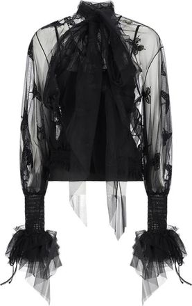 Blumarine Femme, Blouses et Chemises, Noir, Taille: 36 FR Embr Net Top