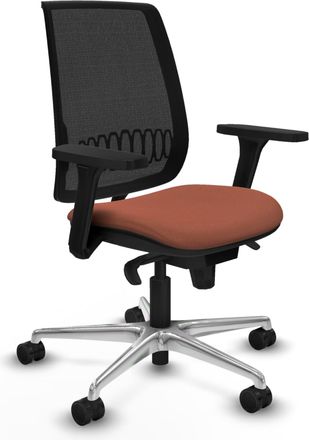 Piqueras y Crespo Armlehnenstuhl, h&ouml;henverstellbare Lendenwirbelst&uuml;tze, ausgestattet mit 5 Positionen und eingespritztem Schaum. Mit Rollen von 65 mm Nylon. Schwarz/Bra