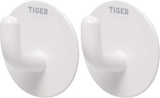 Tiger Rondo Haken, Edelstahl, Farbe: Wei&szlig;, einfache Montage durch kleben (Packung mit 2)