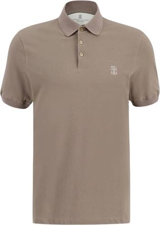 Brunello Cucinelli Homme, Tops, Brun, Taille: L Polo en piqu&eacute; de coton