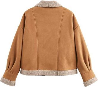 Generic Veste pour femme en m&eacute;lange de laine m&eacute;lang&eacute;e avec revers - Coupe ample - Fausse doublure - Pour lautomne et lhiver, dor&eacute;, L