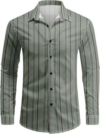 AlltheMen Chemise Hommes à Manches Longues Coupe Régulière Shirt Casual Été Leger Habillées Boutonnées Vert XXL