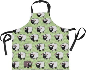 Mnsruu Schürze für Damen Herren Mädchen Koch mit Taschen, Schaf Küchenschürze zum Kochen, Backen, Gartenarbeit