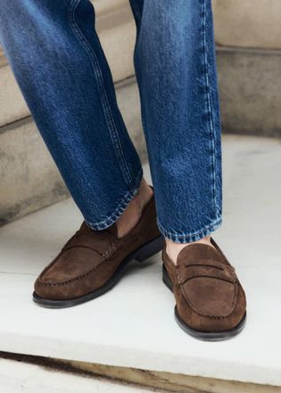 Mango Mocassins d&eacute;coupe cuir su&egrave;de marron - Homme - 39 - MANGO MAN