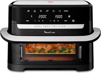 Moulinex Dual Easy Fry Flex, Luftfritteuse mit FlexCook Trennwand, 9 l Fassungsvermögen für bis zu 8 Personen, 7 voreingestellte Programme, Schwarz, EZ9228F0