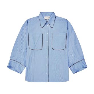 Munthe Femme, Blouses et Chemises, Bleu, Taille: 42 FR Chemises
