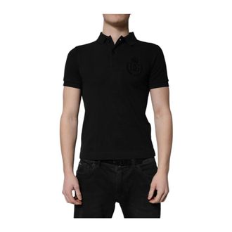 Dolce & Gabbana Polo-Shirt mit Besticktem Logo - - Tops - Herren - Schwarzk - XS