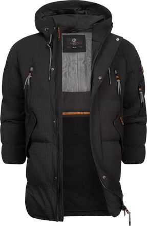 Indicode Herren INLondoy Parka mit Kapuze | Steppjacke in moderner Struktur Optik f&uuml;r M&auml;nner Black, L