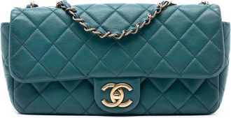 Chanel Hobo Bags - CC Quilted Lambskin East West Single Flap - Gr. unisize - in Blau - f&uuml;r Damen