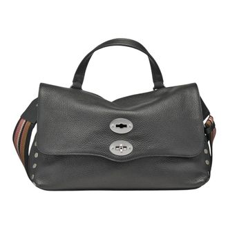 Zanellato Femme, Sacs, Noir, Taille: ONE Size Sac bandoulière en cuir noir Quotidien