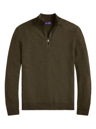 Ralph Lauren Purple Label pull à col zippé et motif caviar - Vert