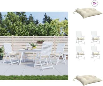 vidaXL Stuhlkissen 4 Stk. Cremeweiß 40x40x7 cm Oxford-Gewebe - Sitzkissen - Gartenkissen - Balkonkissen - Outdoor-Dekoration - Cremeweiss