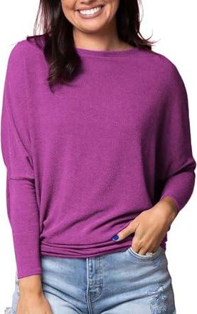 Generic Haut &agrave; manches longues pour femme - Couleur pure - Col en V - Style d&eacute;contract&eacute; et polyvalent - Coupe ample - Confortable - Doux - L&eacute;ger - Coupe r&eacute;gul