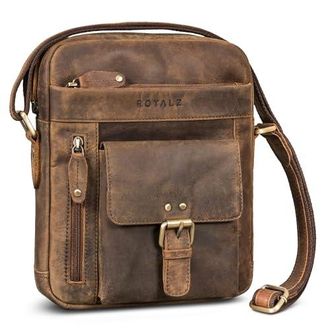 Royalz Greyson sacoche homme cuir bandouliere - petit sac &agrave; bandouli&egrave;re au look vintage - Sac en cuir pratique pour le quotidien et les loisirs