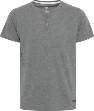 Solid Volker Herren T-Shirt Kurzarm Shirt Mit Grandad-Ausschnitt, Größe:XXL, Farbe:Grey Melange (8236)