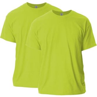 Gildan Ultra Cotton T-Shirt, Style G2000, Multipack Chemise, Vert sécurité, S (Lot de 2) Homme