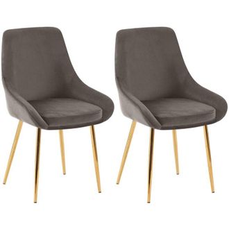 Clp 2er Set Esszimmerstuhl Elmira anthrazit Metall gold