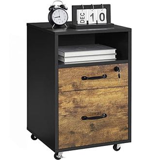 Yaheetech Abician Caisson de Bureau à roulettes avec 2 Tiroirs et 1 Compartiment Caisson de Rangement en Bois pour Dossiers Format A4/Format Lettre 40 × 40 × 65