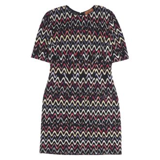 Missoni Kurz&auml;rmliges Zickzack-Strickkleid - - Dresses - Damen - Mehrfarbig - M