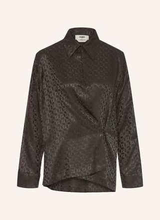 Fendi Blusenshirt Camicia Chess Aus Seide braun