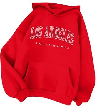 Generic Sweat &agrave; capuche assorti pour femme avec inscription &laquo; Los Angeles California &raquo; - Style vintage - Avec capuche - Pour adolescentes et filles - Doublure