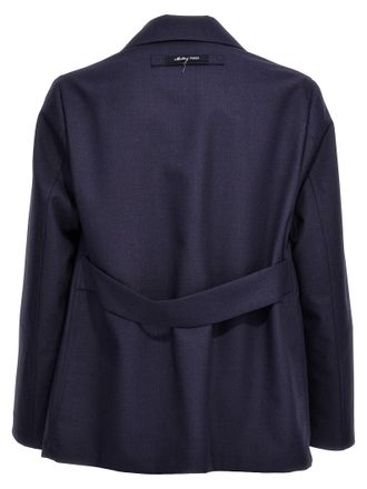 Fendi Mens Blue Virgin Wool Full-Length Jacket Clothing