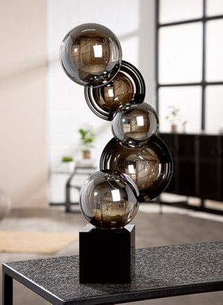 GILDE GLAS art Glas Art Skulptur Rondo - schwarz, wei&szlig; - H&ouml;he 39cm, Breite 20cm - Glas - Dekofigur - Glasskulptur