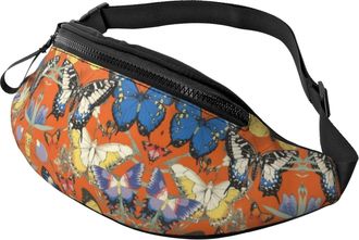 Generic Verstellbarer H&uuml;fttaschen Schmetterlingsdruck Schultertaschen H&uuml;fttaschen Taillentasche F&uuml;r Joggen Running Reisen 14X35Cm