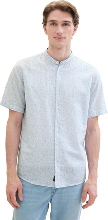 Tom Tailor Herren Regular Fit Hemd in Allover-Print, windsurf blue wavy leaf design, S