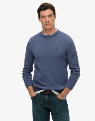 Superdry Preppy - Pullover aus Baumwolle in zartem Marineblau