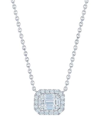 Kwiat pendentif Sunburst en or blanc 18ct orn&eacute; d&eacute;meraudes et diamants - Argent