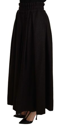 Dolce & Gabbana Womens Black Wool High Waist Maxi Piece Skirt Cotton